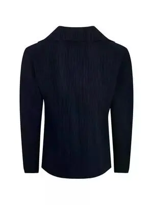 Altea Ribbed-knit Notched-lapels Sweater - Blue
