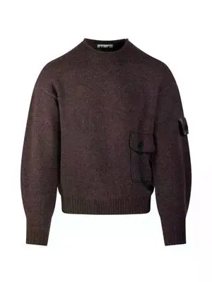 COOR Patch-pocket Crew-neck Sweater - Brown