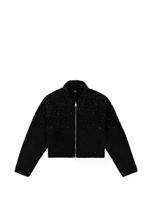 PURPLE BRAND Pearl-embellished Cropped Jacket - Black