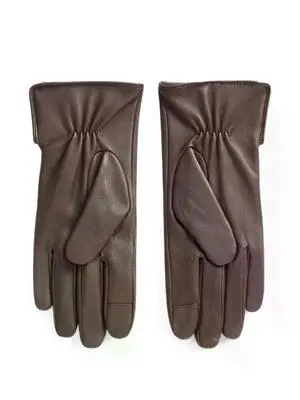 Ralph Lauren Button-detail Leather Gloves - Brown