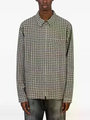 ANOTHER ASPECT 1.0 Check-pattern Zip-up Shirt - Blue