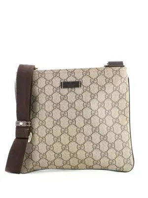 Gucci Zip Top Messenger Bag Gg Coated Canvas Small Crossbody Bag - Brown