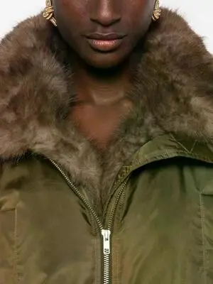 STAND STUDIO Thilda Faux-fur Trim Bomber Jacket - Green