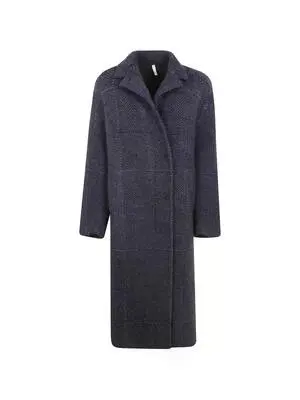 BOBOUTIC Herringbone Check-pattern Double Breasted Coat - Blue