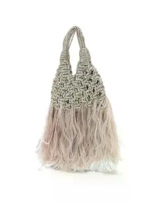 HIBOURAMA Mini Vannifique Plumes Tote Bag - Silver