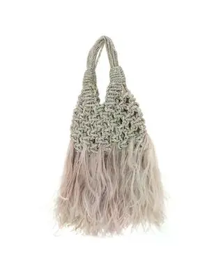 HIBOURAMA Mini Vannifique Plumes Tote Bag - Silver