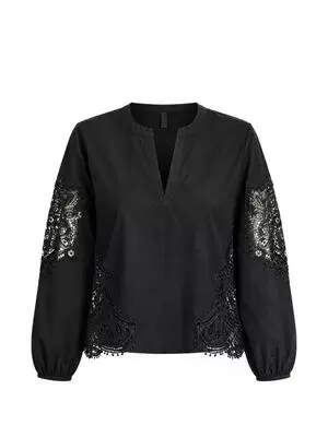 KAOS Lace-panelled V-neck Blouse - Black