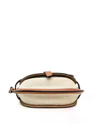 Loewe 2021 Mini Bicolor Anagram Canvas And Smooth Calfskin Gate Crossbody Bag - Neutrals