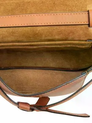 Loewe 2021 Mini Bicolor Anagram Canvas And Smooth Calfskin Gate Crossbody Bag - Neutrals