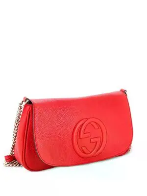 Gucci Soho Chain Leather Medium Crossbody Bag - Red