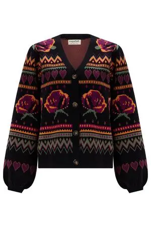 SUGARHILL BRIGHTON Adrian Cardigan Roses - Black