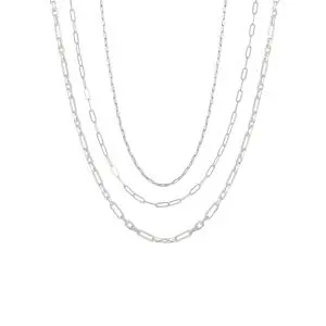 SPERO LONDON Paperclip Link Chain Sterling Silver Necklace Layering Set - Silver Silver