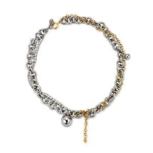KIREI Silver / Gold Orbit Two-tone Layered Chain Necklace - Silver/gold