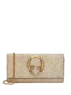 Roberto Cavalli Snake-plaque Stingray-effect Wallet - Neutrals