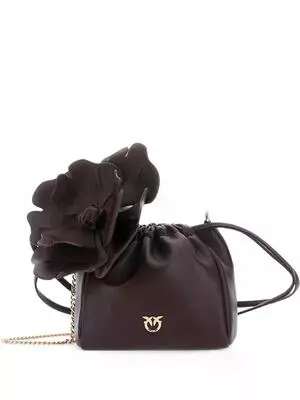 Pinko Flower-embellished Leather Shoulder Bag