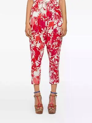 Roberto Cavalli Hydrangea Print Cropped Trousers