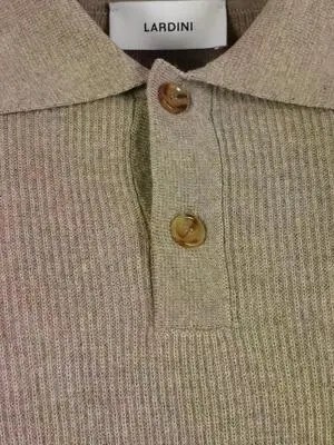 LARDINI Ribbed-knit Long-sleeved Polo Sweater