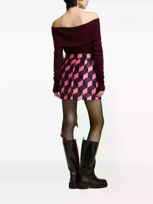 Essentiel Antwerp Kar Draped Bow-detail Geometric-print Mini Skirt