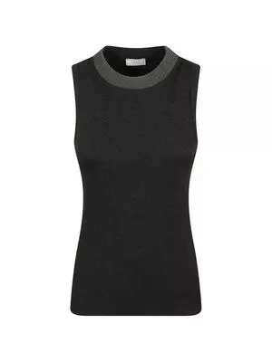 Peserico Metallic-trim Sleeveless Top - Grey