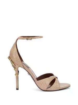 Roberto Cavalli Snake-motif Stingray-effect Heeled Sandals - Neutrals