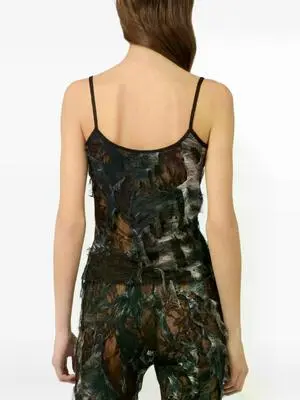 Roberto Cavalli Lace-panelled Faux-fur Top