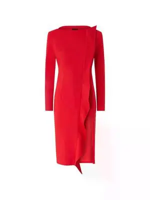 Pinko Midi Sheath Dress With Ruffle And Open Back