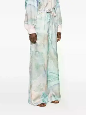Zimmermann Illuminate Marble-print Trousers