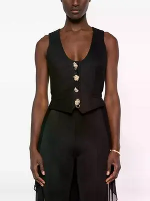 Blumarine Asymmetric-hem Waistcoat-style Gilet - Black