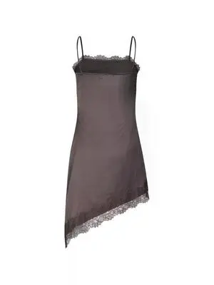 Samsøe Samsøe Lace-trim Asymmetric Dress - Grey