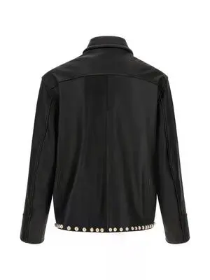 SECOND / LAYER Rider Stud-embellished Leather Jacket