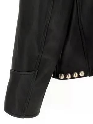 SECOND / LAYER Rider Stud-embellished Leather Jacket
