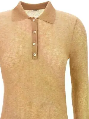 Aspesi Ribbed-knit Long-sleeve Polo Shirt - Neutrals