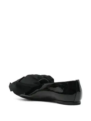 Agl Bow-detail Leather Ballet Flats