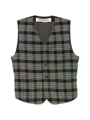 INDIVIDUAL SENTIMENTS Check-pattern Button-up Waistcoat