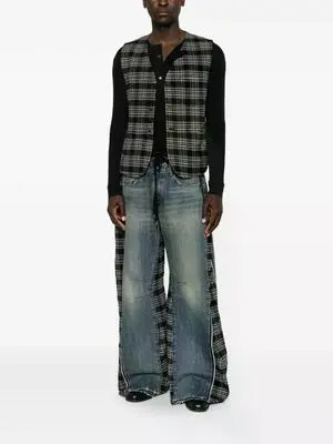 INDIVIDUAL SENTIMENTS Check-pattern Button-up Waistcoat