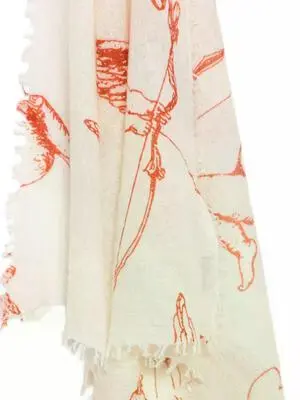 MOULETA Cherub-print Frayed Scarf