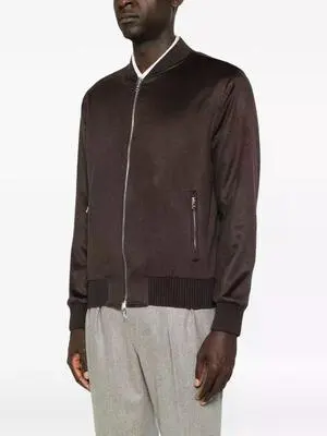 BARBA NAPOLI Ribbed-trim Zip-up Jacket - Grey