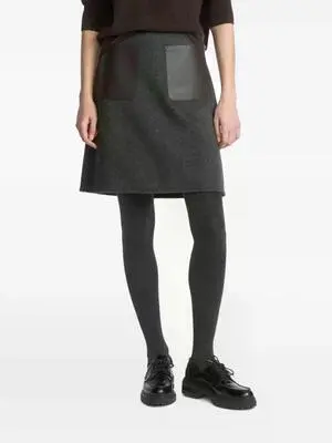 YVES SALOMON Leather-patch A-line Mini Skirt