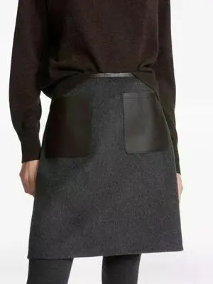 YVES SALOMON Leather-patch A-line Mini Skirt