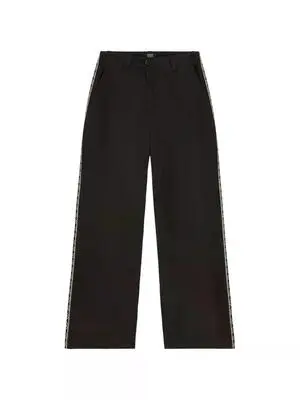 Scotch & Soda Embroidered-trim Wide-leg Trousers - Black