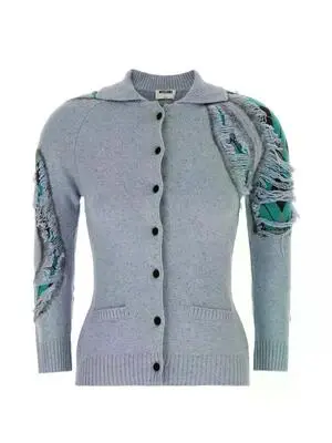 Moschino Distressed Argyle Cardigan - Blue