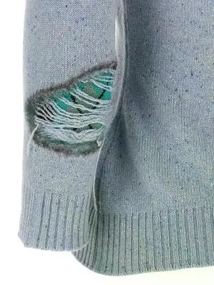 Moschino Distressed Argyle Cardigan