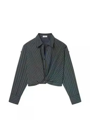 A.L.C. Leo Striped Twist-front Shirt - Blue