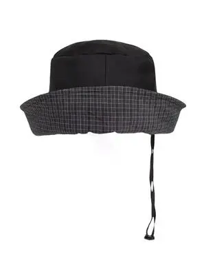 ARCS Lifted Grid-print Bucket Hat - Black