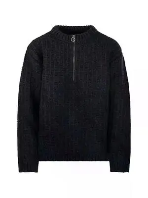 THE EROSE Quarter-zip Waffle-knit Sweater