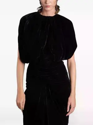 Rick Owens Ruched Velvet Dress - Black