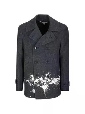 Comme Des Garçons Paint-splatter Double-breasted Coat