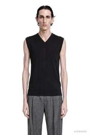 LARDINI Wool Vest - Black