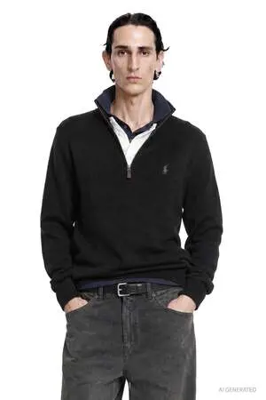 Polo Ralph Lauren Quarter-zip Wool Pullover - Black