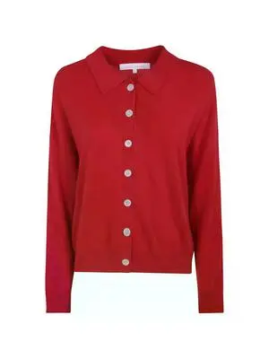 ABSOLUT CASHMERE Button-down Polo Cardigan - Red